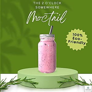 JARMING COLLECTIONS Reusable Freezer Safe Smoothie Cups with Lids and Straws - Mason Drinking Jar (2- 24oz)