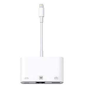 Lightning to RJ45 Adapter, 3 in 1 RJ45 Ethernet LAN Network Adapter with USB Camera Adapter and Charge Port Compatible with iPhone/iPad/iPod, Plug and Play, Supports 100Mbps Ethernet Network