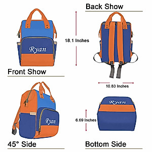 Custom Colourful Diaper Bag Backpack for Baby Girl Boy, Personalized Name Mommy Bags Baby Monogrammed Diaper Bags, Waterproof Nappy Travel Daypack for Dad Mom Gifts
