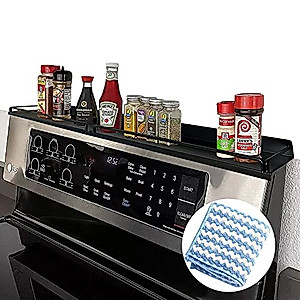 30''Stove Top Shelf for Kitchen Stove, Stainless Steel Magnetic Spice Over the Stove Rack for Flat Top Stove, Kitchen Organizer Rack