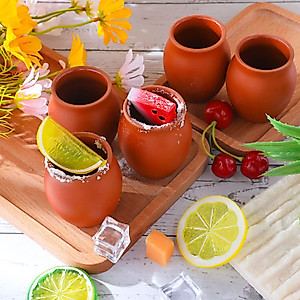Nuogo Set of 24 (3oz) Cantaritos de Barro Mexicanos Mini Cantaritos Shooters Pottery Cocktail Glasses for Tequila, Margaritas, Mojitos, Mexican Jarritos de Barro Mexicanos, Taco Tuesday Cocktail Cups