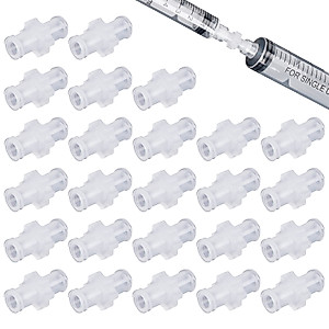 25pcs Luer Lock to Luer Lock Connector, Female Luer Syringe to Syringe Transfer Joint,PP Syringe Adapter Coupler (25)