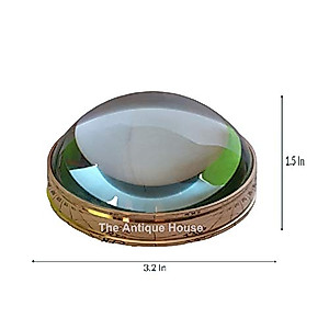 Vintage Solid Brass Desk Magnifying Glass Chart Paper Reader Weight Magnifier