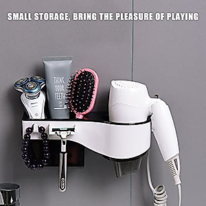 DREAMBOAT Hair Tool Organizer Wall Mount No Drilling Wall Mount Hair Dryer Holder Acrylic,Hair Organizer Storage Comb Bathroom Organizer Black