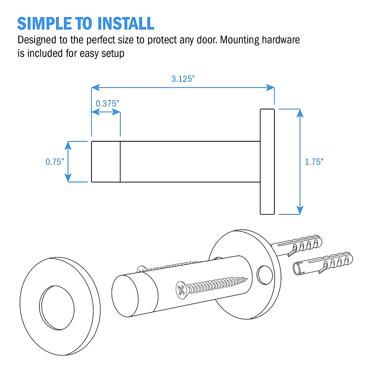 Nuk3y Modern Round Wall Door Stop or Coat Hook, 2 Pack