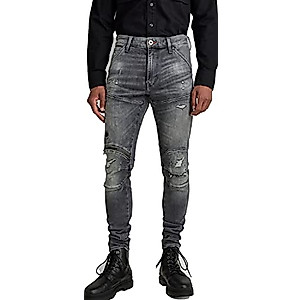 G-Star Raw Men's 5620 3D Zip Knee Skinny Fit Jeans, Vintage Ripped Basalt, 32W x 30L