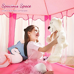 GeerWest Princess Tent for Girls, Kids Play Tent with Star Lights Toys for 1st Birthday Gifts, Pink Large Playhouse for Babys Indoor and Outdoor (Princess Tent)