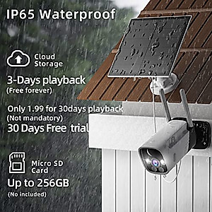 4 Pack Security Cameras Wireless Outdoor Solar Powered with AI Detection, 2K Color Night Vision Security Camera with 2 Way Audio, Work with Alexa, No Monthly Fee, Spotlight & Siren, IP65 Waterproof