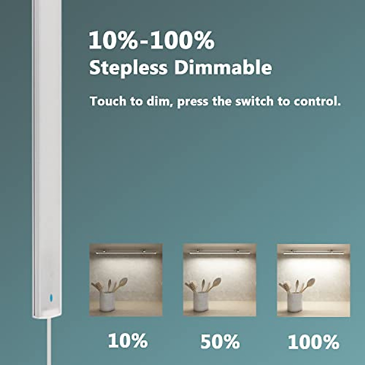 ASOKO LED Under Cabinet Lighting for Kitchen with Touch Sensor, USB Plug in Under Cabinet Lights, 12 inch Under Counter Lights for Kitchen,Daylight White 4500K, Under Desk Light