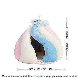 ABLAZEZAI Small Animal Hammock Cage Accessories Hamster Warm Bed Sleeping Nest Plush Hut Hideout Cave Hanging Cage Toy for Gerbil Dwarf Mice Rat Sugar Glider (Small)