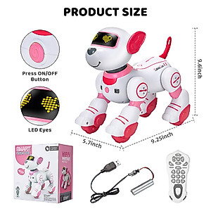 Zreswap Remote Control Robot Dog Toy: Programmable Robotic Puppy for Kids Smart Interactive Robot Pet Dog Dancing Singing Stunt Animal Toy for Toddler Toys 3-8 Year Gift