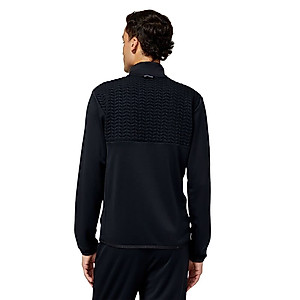 New Balance Men's NB Heatloft 1/4 Button Snap Top Long Sleeve, Black, Medium