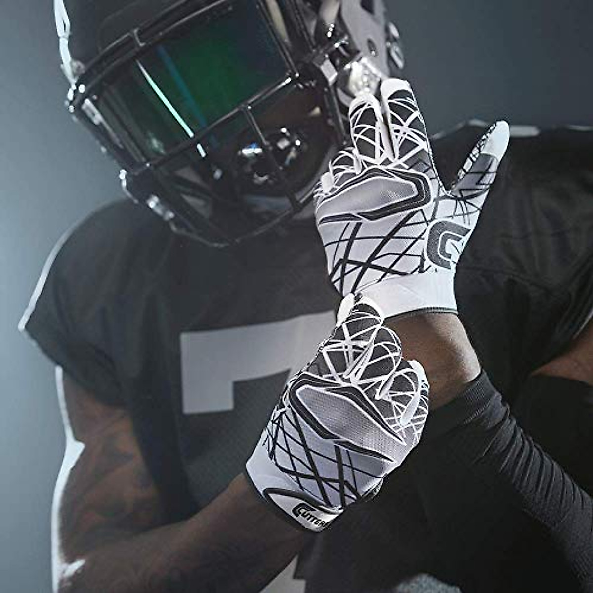 CUTTERS Game Day No Slip Football Gloves, Youth and Adult Sizes, Receiver Glove with High Tack Silicone Grip, Superior Support and Protection for All Ages, Guantes de Football, 1 Pair, Large