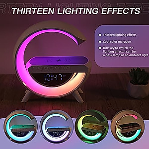 Alexsix Wireless Charger Atmosphere Lamp, 2023 New Wireless G Speaker Charger with Desk Lamp Bedside Night Light Smart Light Sound Machine Charging Lamp for Bedroom Home Decor