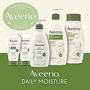 Aveeno Daily Moisturizing Facial Cleanser with Soothing Non-GMO Oat, Hydrating Face Washfor Soft & Supple Skin, Free of Parabens, Sulfates, Fragrance, Dyes & Soaps, 5 fl. oz, Pack of 3