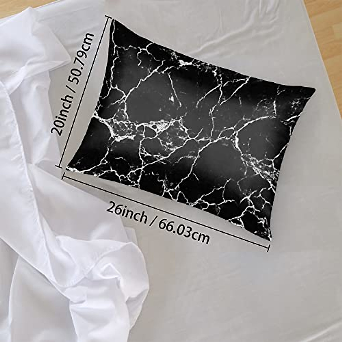Marbling Satin Pillowcase for Hair and Skin, Black White Marbling Silk Pillowcase with Zipper Slip Pillowcase Silk King Size Pillow Cases Pillowcases 20x40in