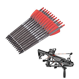 ELONG OUTDOOR 7.5" inch R9 Crossbow Bolts Carbon Arrows 2" Red Vanes with 100grain tips for Hunting Shooting Targeting