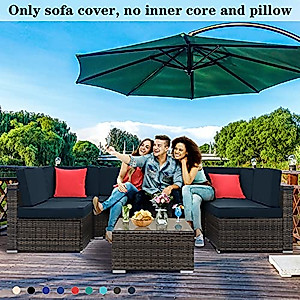 Qaworci Outdoor Cushion Slipcovers, Waterproof Patio Cushion Covers Replacement, Washable Patio Cushion Covers, Cushion Covers for Patio Furniture with Zipper (Blue)