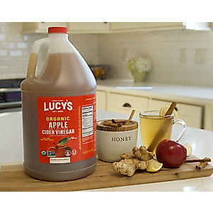 Lucy's Family Owned - USDA Organic NonGMO Raw Apple Cider Vinegar, Unfiltered, Unpasteurized, With the Mother, (Gallon)