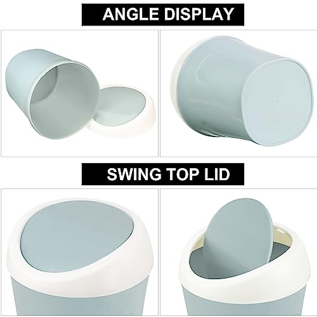 Zhehao 8 Pcs Plastic Mini Wastebasket Trash Can with Swing Lid and 360 Trash Bags Desktop Small Waste Garbage Bin Countertop Tiny Vanity Tabletop Waste Paper Basket for Home, Office, Bedroom, Kitchen