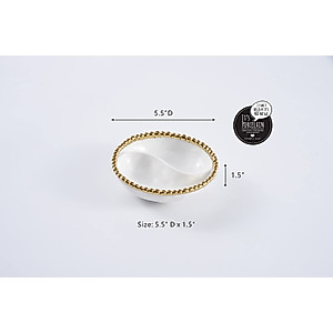 Pampa Bay Titanium-Plated Porcelain Golden Salerno Mini 2-Section Platter, 5.5 x 1.5in