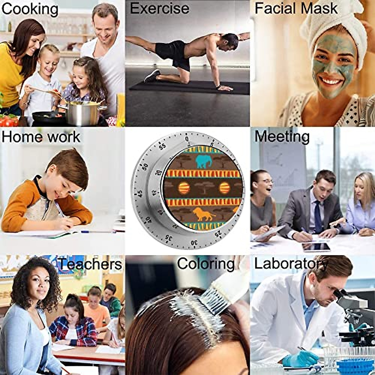 Kitchen Timer Lion Elephant Magnetic Countdown Clock for Cooking Teaching Studying