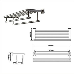 Premium Modern Double Hanging Quadruple Towel Bar Rack w/Square Base (24 Inches)- Polished and Shiny, Stainless Steel, Water and Rust Proof, Wall Mounted, Easy to Install, Top of The line Rack