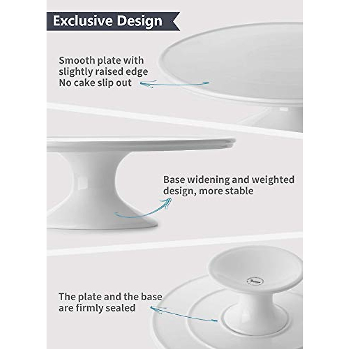 Sweese 709.101 12-Inch Porcelain Cake Stand, Round Dessert Stand, White Cupcake Stand for Parties