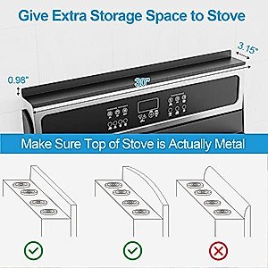 EMBATHER Magnetic Shelf for Kitchen Stove, 30'' Stove Top Shelf Over The Stove, Stove Spice Rack Fits for Flat Top Stove, Kitchen Storage Organizer, Black