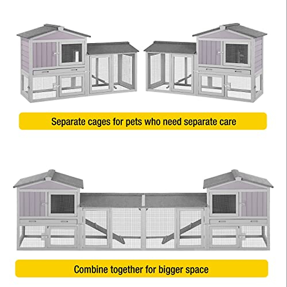 Aivituvin Chicken Coop for 4-6 Chickens Outdoor Duck House Wooden Quail Cage Hen Coop-Expandable Design