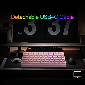 CQ84 Mechanical Keyboard Blue Switch RGB Backlit Wired Gaming Keyboard 84 Keys for Windows Desktop Laptop Gamer Office