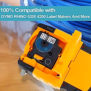 Aonomi Compatible Industrial Label Tapes Replacement for DYMO 18488 Flexible Nylon Label for DYMO Industrial Rhino 4200, 5000, 5200, 6000 Label Maker Black on White 1/2'' x 11.5' (12mm x 3.5m), 4-Pack