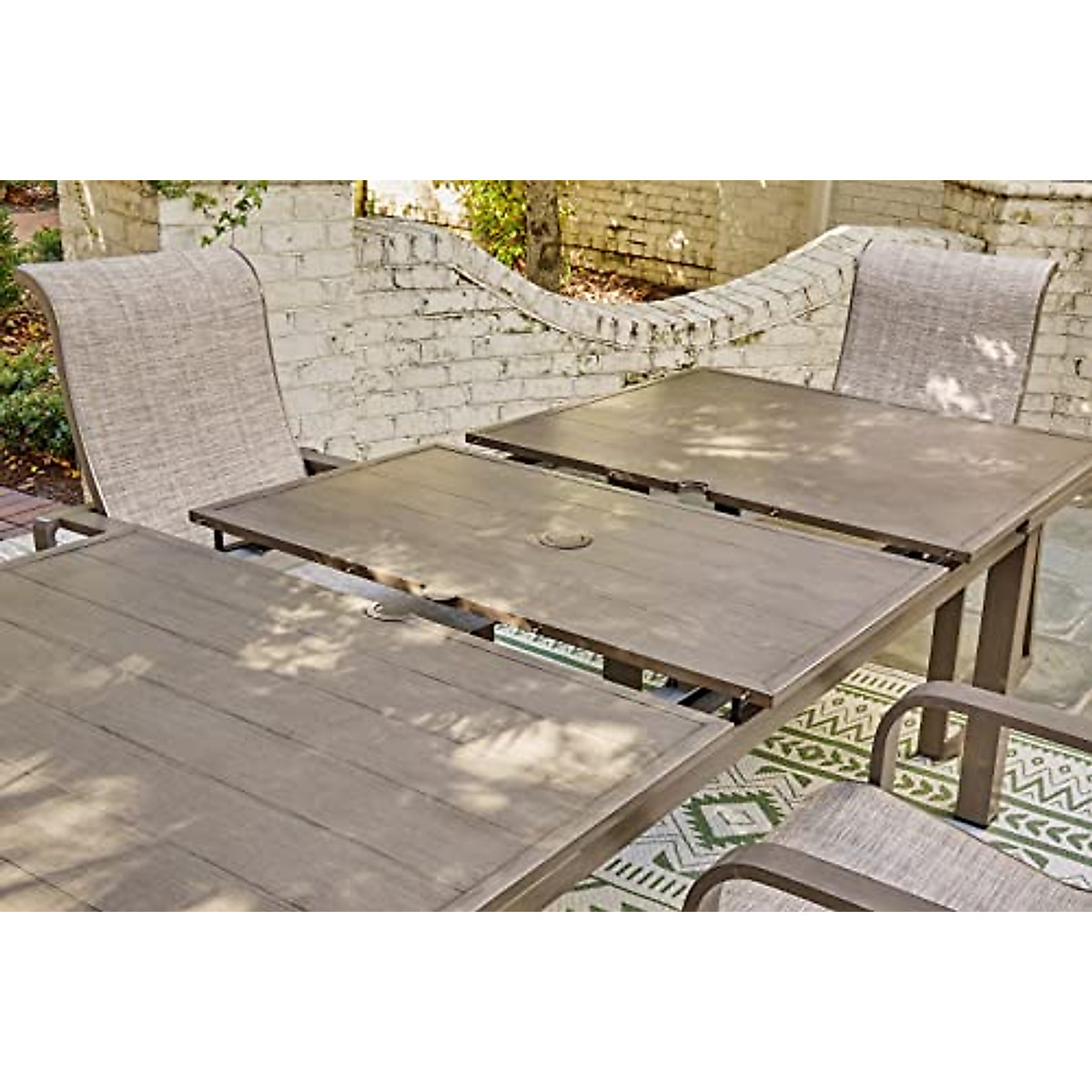 Signature Design by Ashley Beach Front Contemporary Outdoor Dining Extension Table, Light Brown