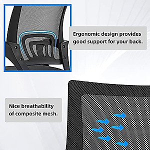 YKCUL 2 pcs Home Office Desk Chairs for Bedroom Office Swivel Chair Ergonomic Desk Chair with Arms Mesh Computer Desk Chairs for Adults Adjustable Mid Back Task Chair with Lumbar Support, Black