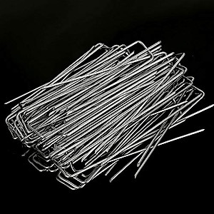 Garden Staples, 6" Stainless Steel Garden Pins, 100Pcs Ground Staples for Sticking on The Ground Securing Ground Cover