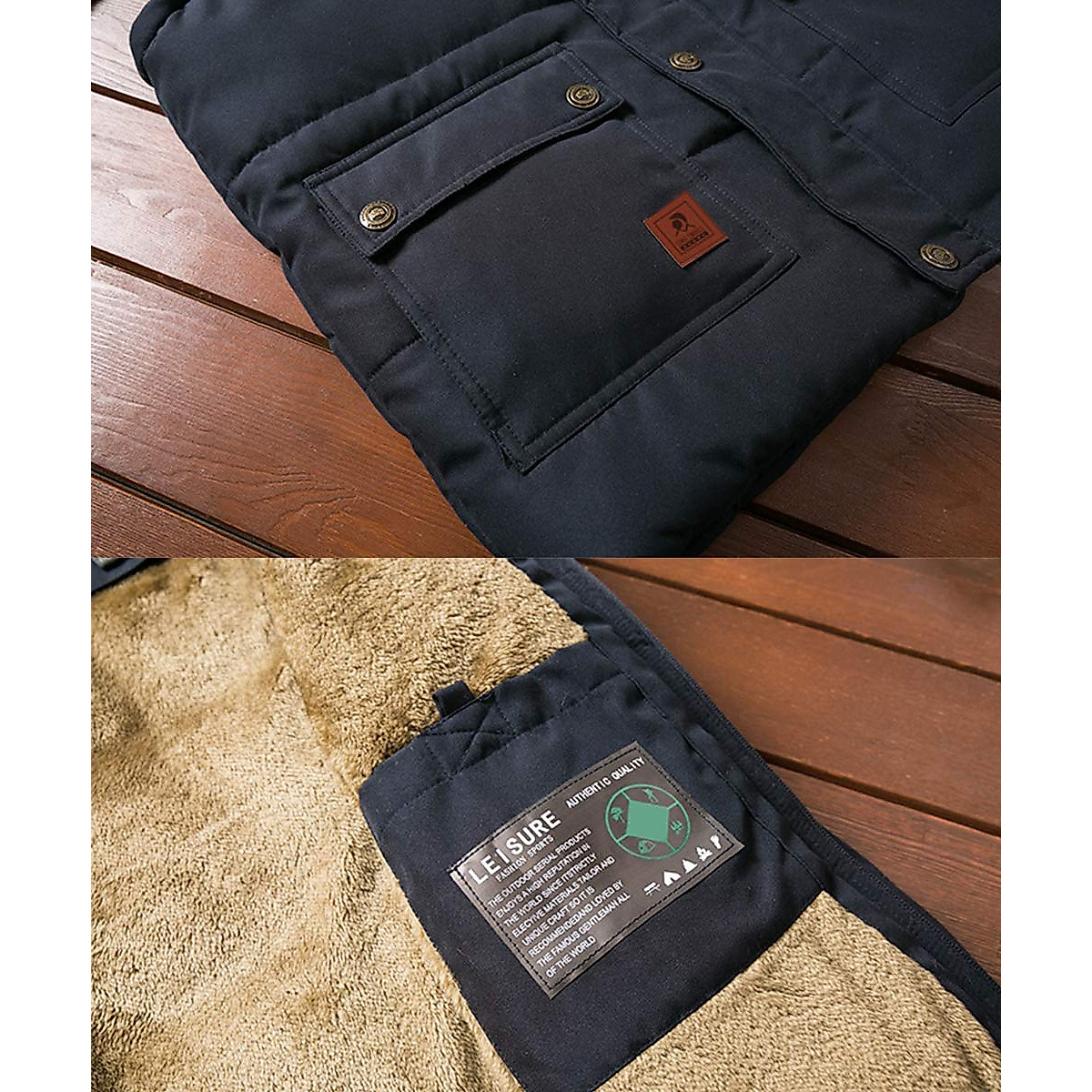 Vcansion Men's Outdoor Casual Stand Collar Thicken Qulited Fleece Jacket Padded Vest Lightweight Down Cotton Vest Coat Blue US M