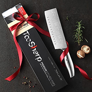 TooSharp Nakiri Knife 7 Inch, Update Fit/304 Stainless Steel Handle,Vegetable Kitchen Knife, Good Sharp Helper for Cooking, Meat, Home and Kitchen