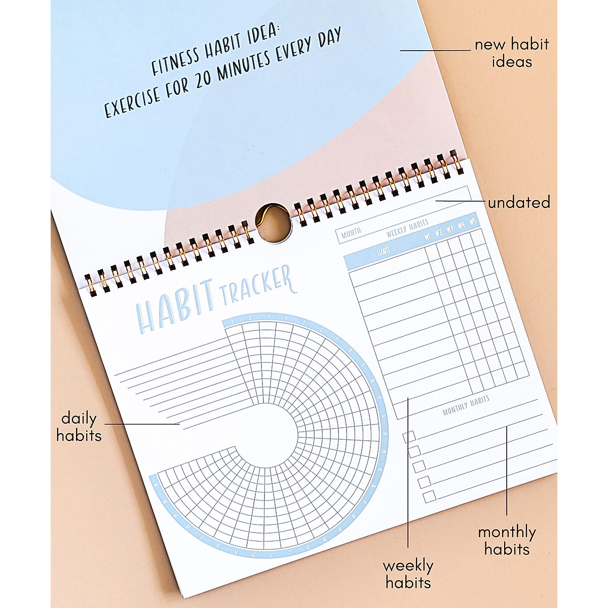 Lamare Habit Tracker Calendar - Inspirational Habit Journal with Spiral Binding - Daily Habit Tracker Journal and Goal Board - Motivational Goal Journal - Great Productivity Tool And Workout Calendar