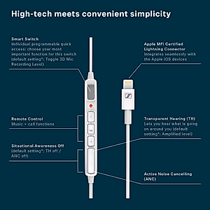 Sennheiser AMBEO Smart Headset (iOS) – Active Noise Cancellation, Transparent Hearing and 3D Sound Recording