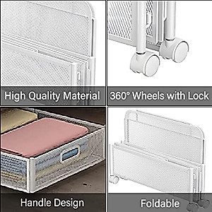 Femococ Under Bed Storage with Wheels, 2 Pack Under Bed Storage Containers Foldable Under Bed Wheeled Storage Space-Saving Solution for Shoes, Clothes & Blankets - White