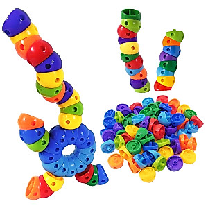 KUTOI Snap n Twist Building Toys - Wocky Blocks - 80 Piece STEM Snap Cubes for Preschool & Elementary School, Tactile Sensory Toys for Boys & Girls, Ages 3+