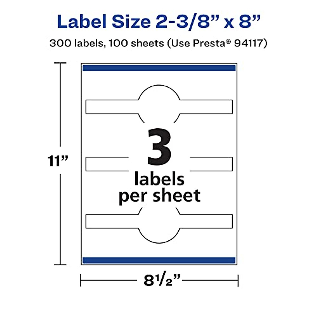 Avery Durable Waterproof Cigar Labels with Sure Feed, 2-3/8" x 8", 300 Oil and Tear-Resistant Waterproof Labels, Laser/Pigment-Based Inkjet Printable Labels