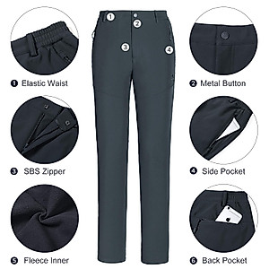 CAMELSPORTS Women’s Fleece Lined Hiking Pants Waterproof Warm Softshell Pants Windproof Snow Ski Cargo Pants for Outdoor