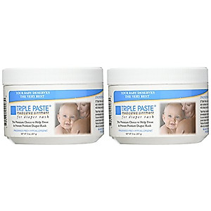 Triple Paste Diaper Rash Cream, Hypoallergenic Medicated Ointment for Babies, 8 oz (Pack of 2)