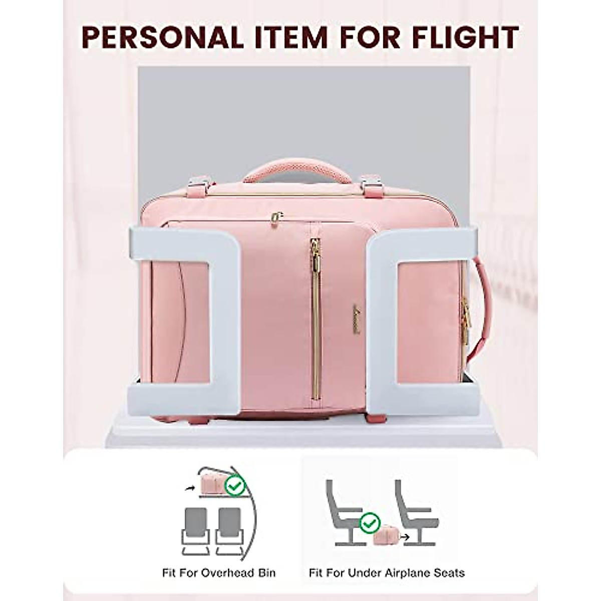 LOVEVOOK Travel Backpack Women, Carry On Backpack as Personal Item Flight Approved, TSA 17.3inch Laptop Backpack with 3 Packing Cubes College Casual Daypack for Weekender Overnight Hiking, Pink