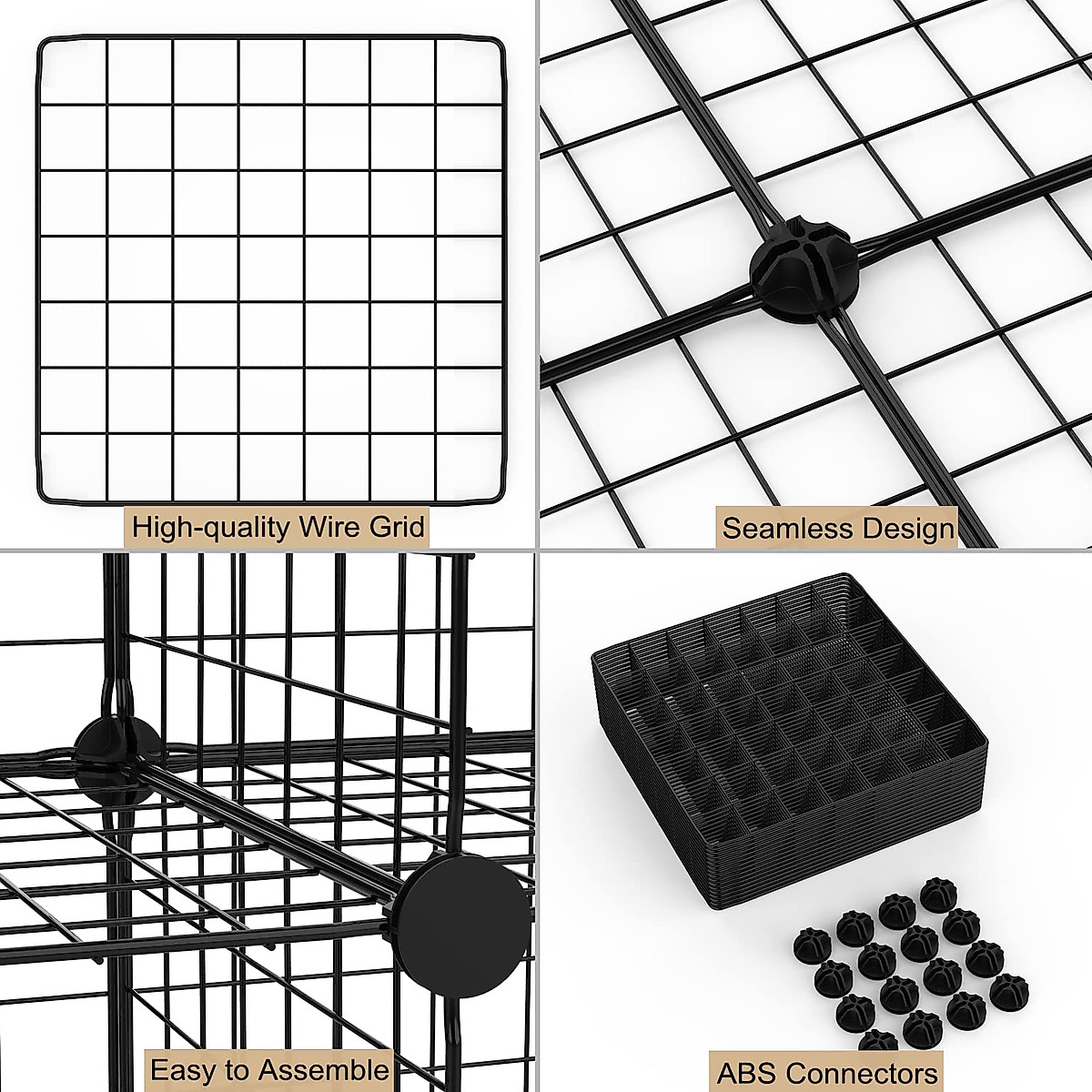 BASTUO Wire Cube Storage, Multipurpose Metal Cube Storage Organizer, Square Wire Storage Cubes (16 Cubes, Black)