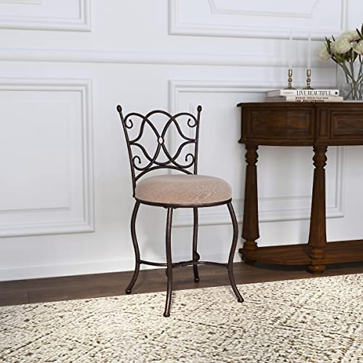 Hillsdale Furniture Vanity Stool Brody Metal, Rubbed Gray