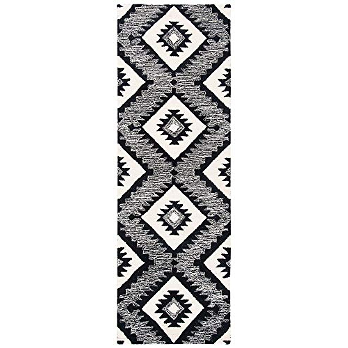SAFAVIEH Aspen Collection 2'3" x 7' Charcoal / Black APN813Z Handmade Moroccan Boho Tribal Wool Runner Rug