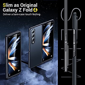 Humixx Translucent Matte for Samsung Galaxy Z Fold 4 Case, [Mil-Grade Protection] [Anti-Fingerprint] Silky Touch Hard PC Back & Non-Slip Soft TPU Edge, Airbag Shockproof for Z Fold 4, Black