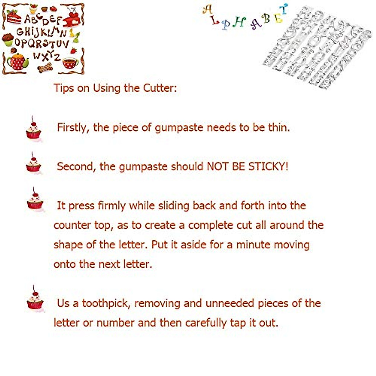 Alphabet Numbers and Punctuation Cookie Stamps Set Butterfly Stamps Decorating for Cookies, Cake, Fondant, Paste -Flower Baking Impress Cutter DIY Mold (6PC-Alphabet & Number Impress Cutter)